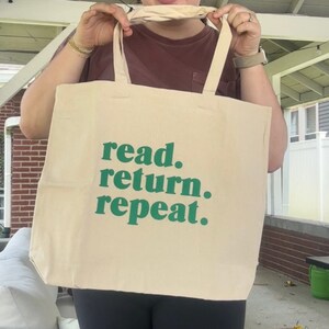 Large Library Puff Vinyl Tote Bag, Canvas Tote Book Bag, Eco Conscious ...