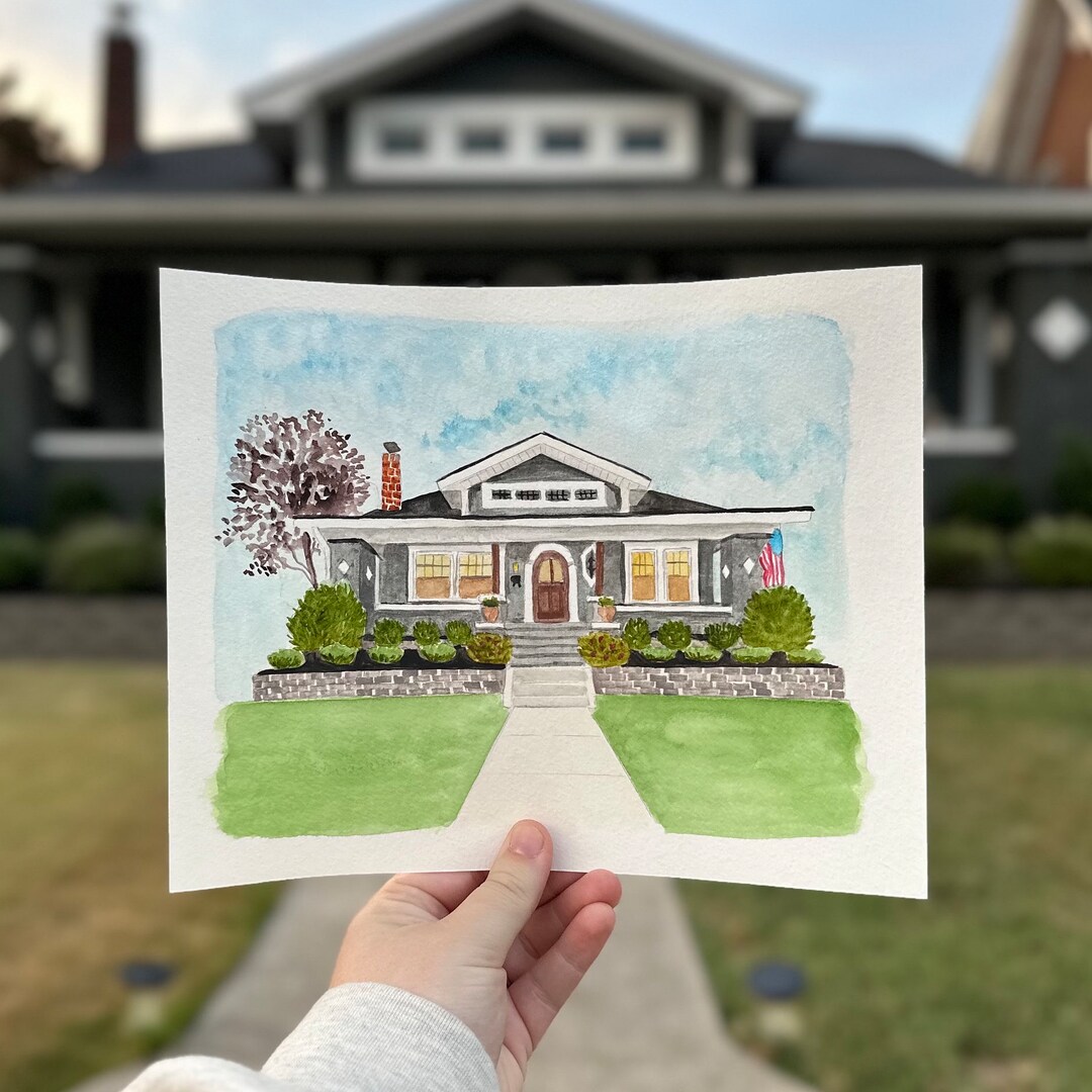 Custom Home Portrait, Watercolor House Portrait, Home Illustration ...