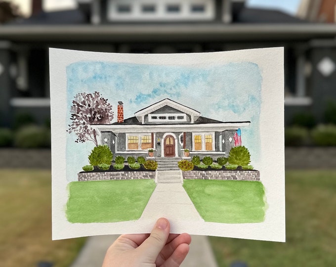 Custom Home Portrait, Watercolor House Portrait, Home Illustration ...