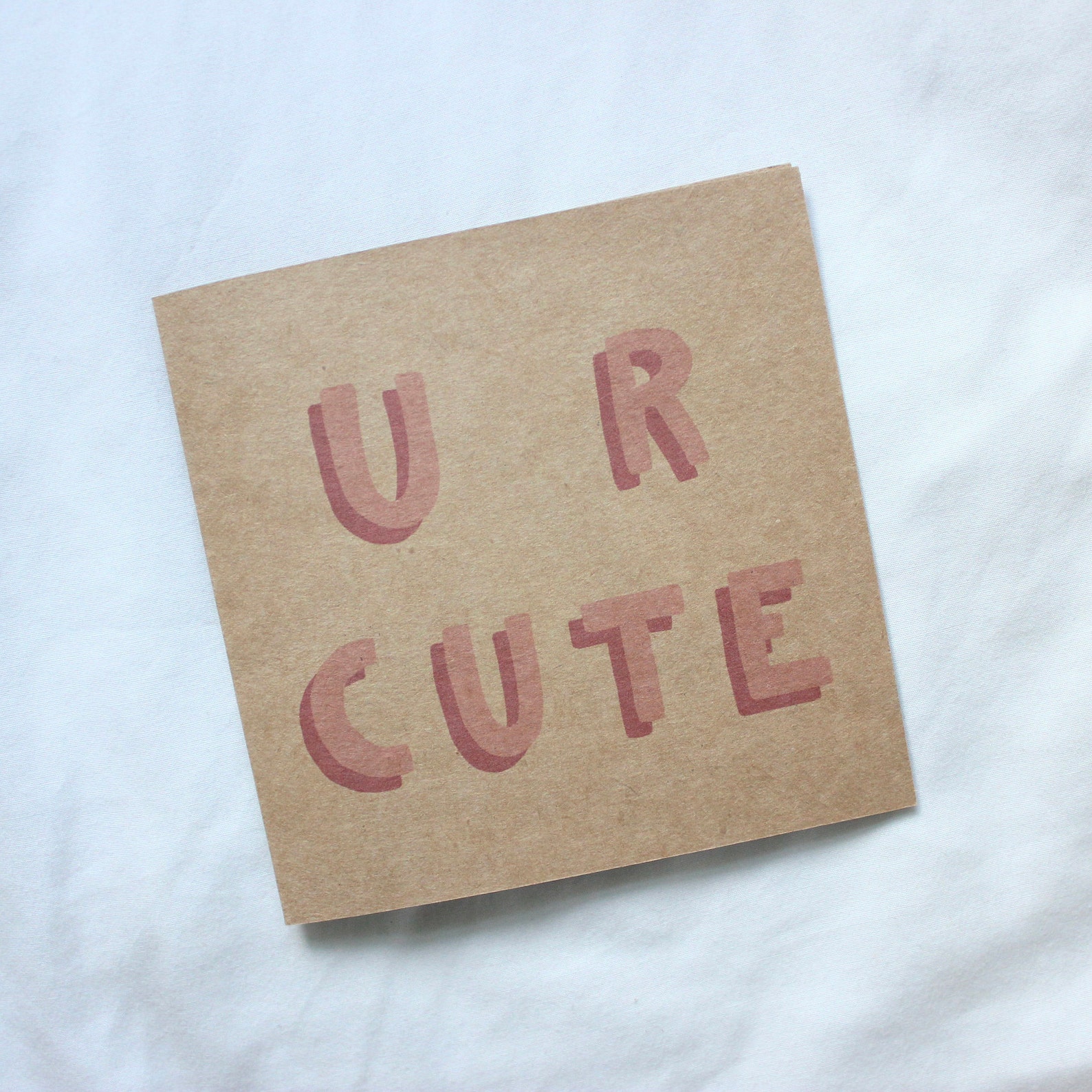U R Cute Illustrated Greeting Card Square Natural Brown | Etsy