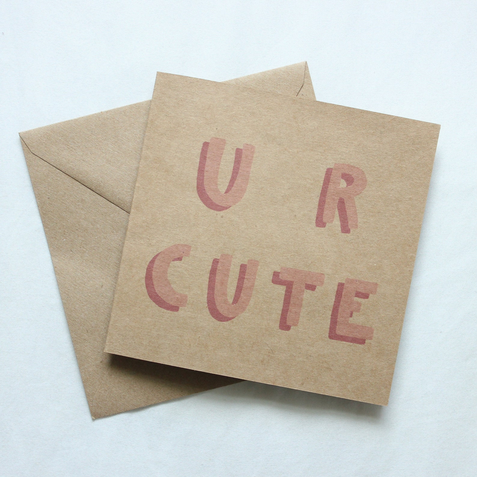 U R Cute Illustrated Greeting Card Square Natural Brown | Etsy