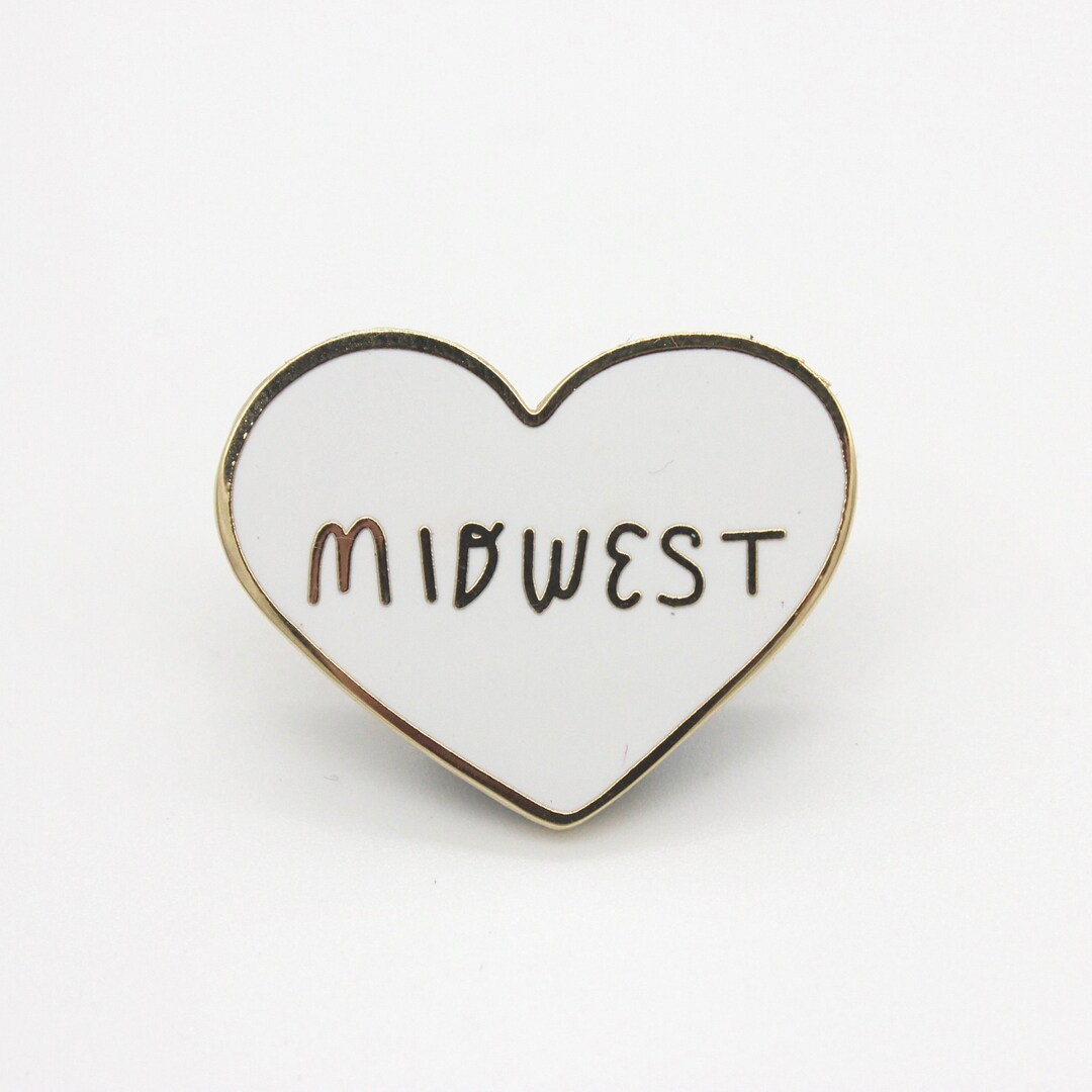 Midwest Heart Enamel Pin Gold and White - Etsy