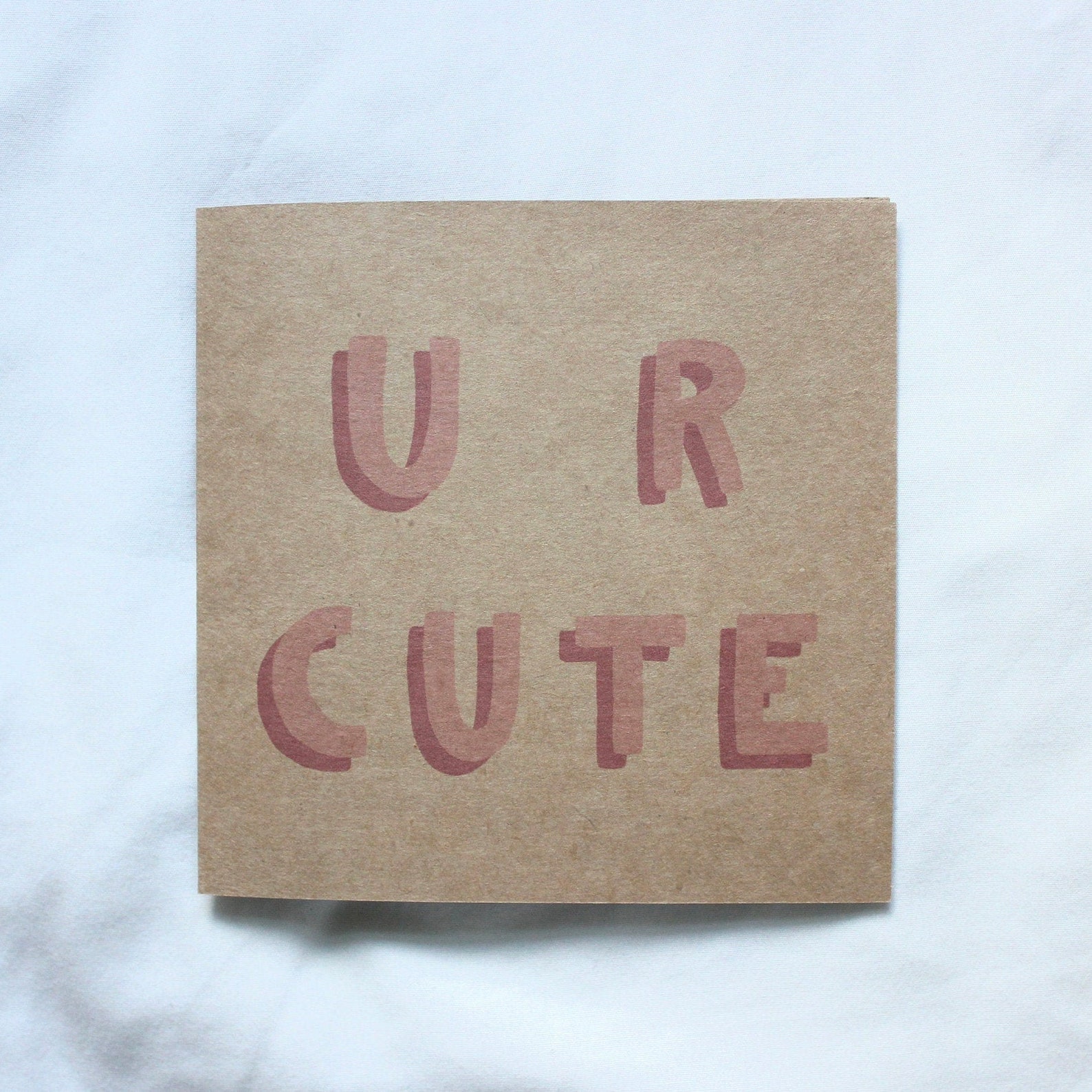 U R Cute Illustrated Greeting Card Square Natural Brown | Etsy