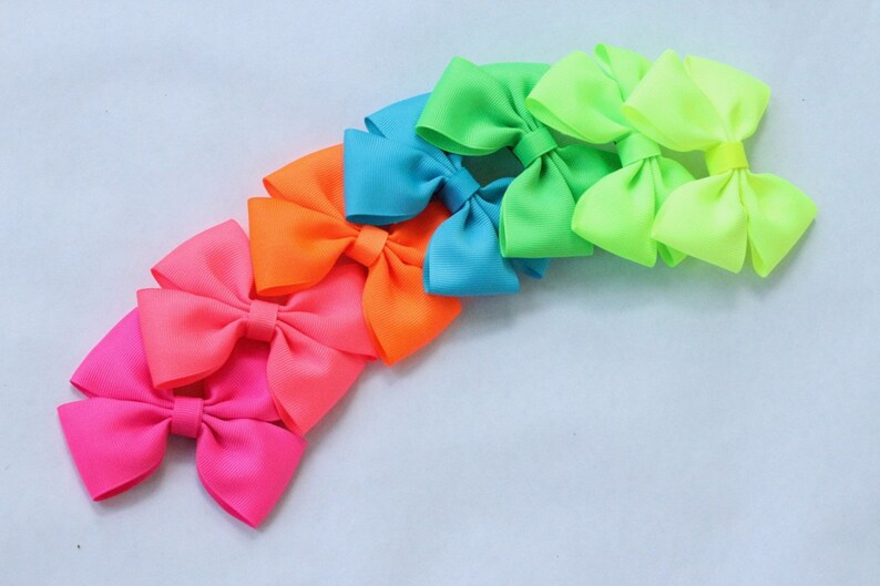Neon Pink Bow Boutique Bow Girls Hair Bow Neon Bow ribbon bow | Etsy