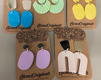 Spring Polymer Clay Rainbow Pastel Dangle Earrings Polymer - Etsy