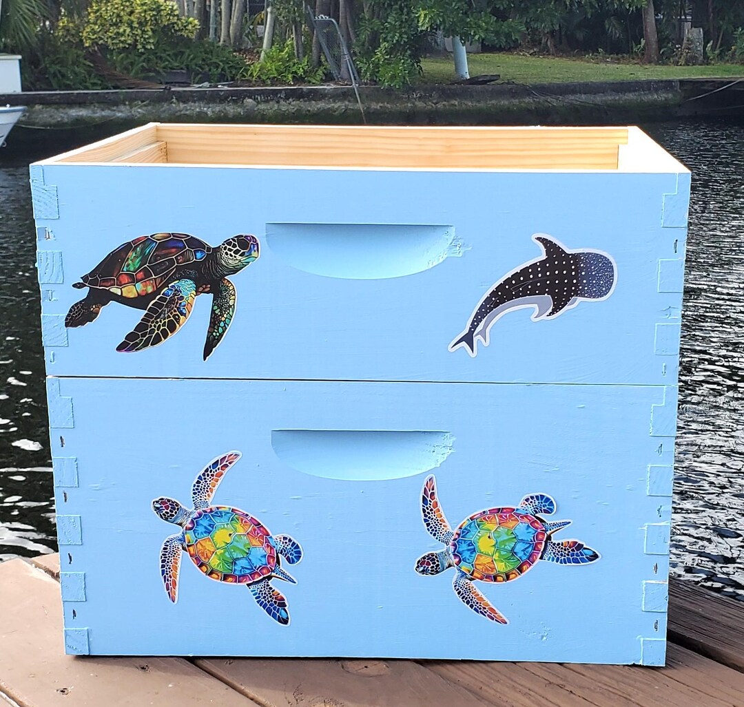 Custom Painted Bee Hive, Bee Art, Art for Your Garden, Pretty Beehive ...