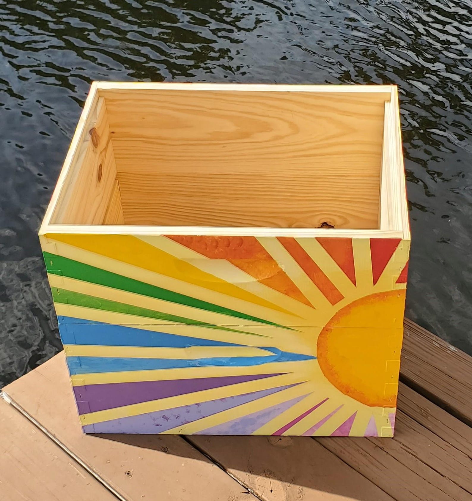 Custom Painted Bee Hive, Bee Art, Art for Your Garden, Pretty Beehive ...