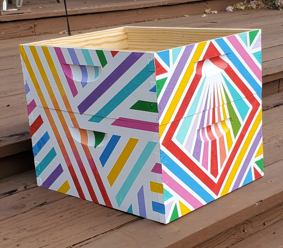 Custom Painted Beehive, Langstroth Brood Box and Honey Super, Garden ...