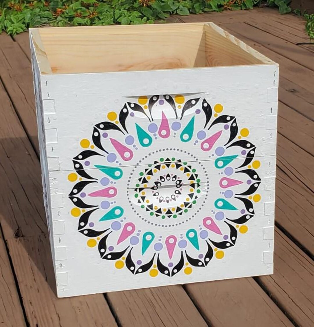 Custom Painted Beehive, Langstroth Brood Box and Honey Super, Garden ...