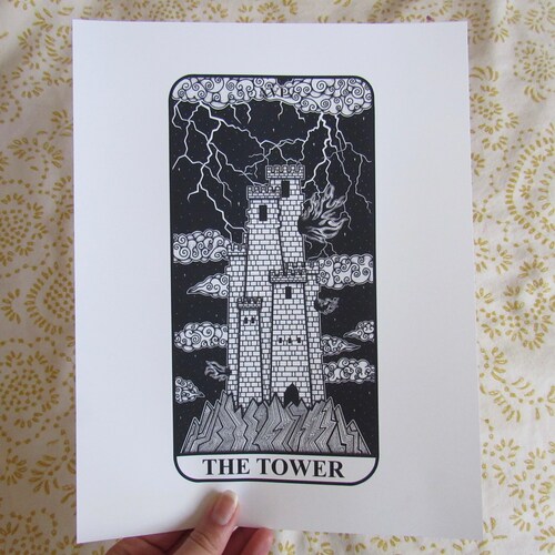 The Tower Tarot Card Three Color Print the Tower Card 3 - Etsy
