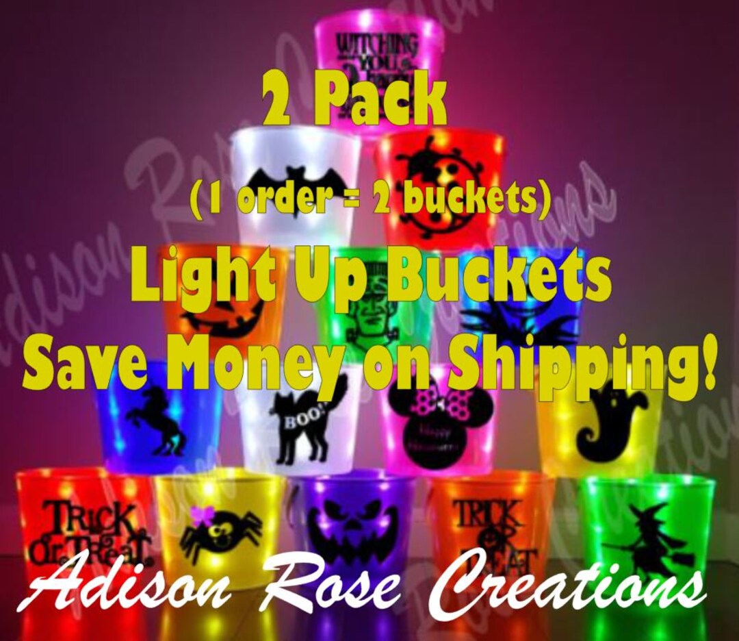 2 Pack Light up Halloween Buckets- Free Personalization - Etsy