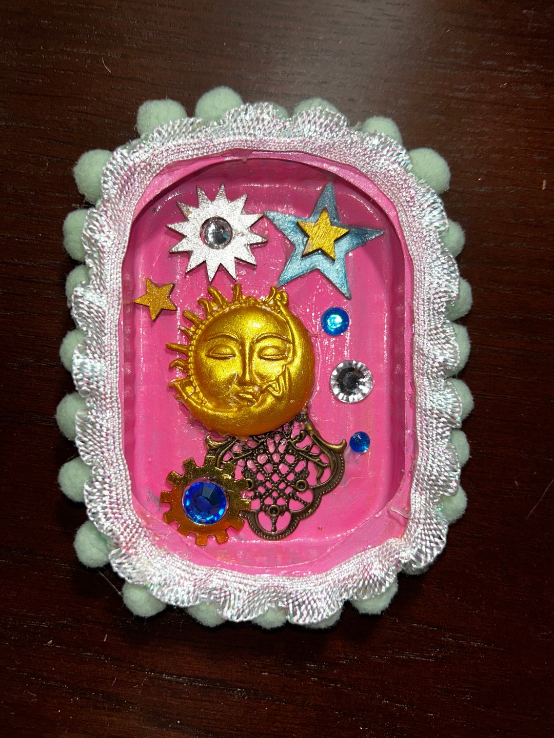 Mexican Tin Folk Art. Recycled Tin Can W/pom Pom Hook on Back to Hang ...