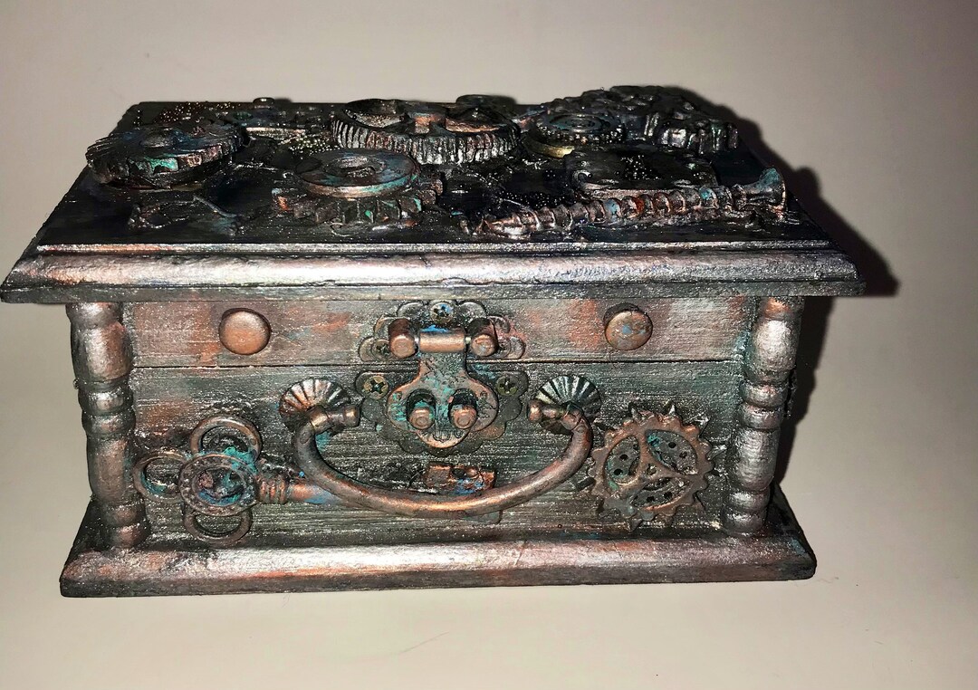 Steampunk Grunge Mixed Media Assemblage Wooden Box. One of a Kind and ...