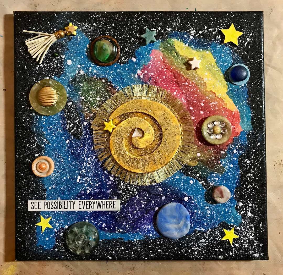 Sci-fi Galaxy Mixed Media 3D Art: Planets, Stars, Comets - Etsy
