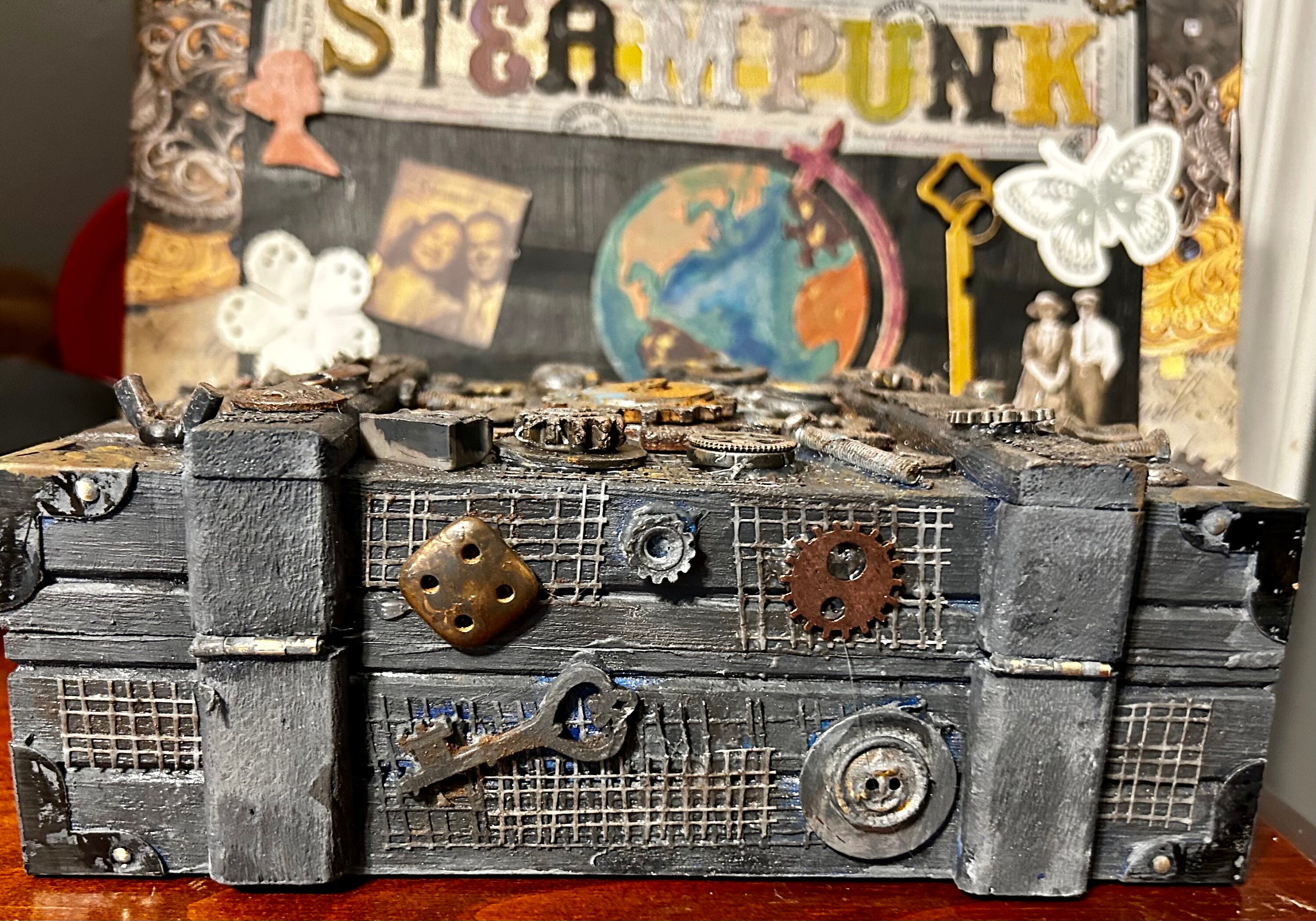 Steampunk Mixed Media Assemblage Wooden Box W/lock/keys Made to Look ...