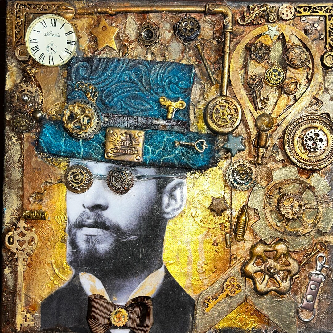 Steampunk Inventor 3D Canvas Art: Mixed Media Assemblage - Etsy