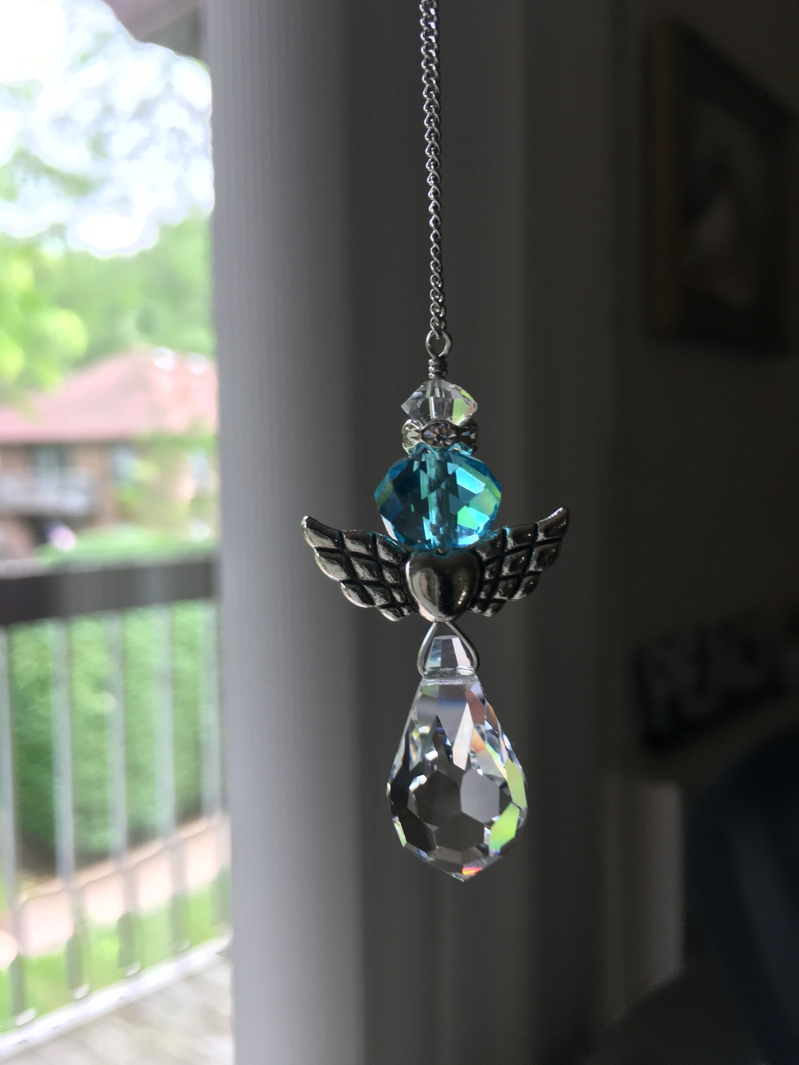 Car Rear Mirror View Crystal Small Teardrop Angel Small Car - Etsy