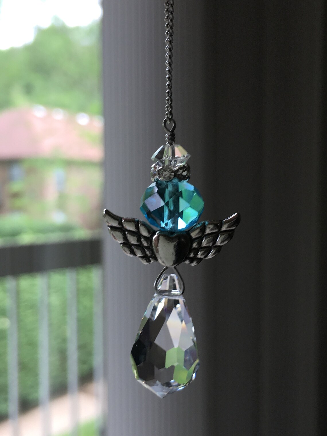 Small Angel Teardrop Prism Guardian Angel Pendant Sun Catcher Crystal ...