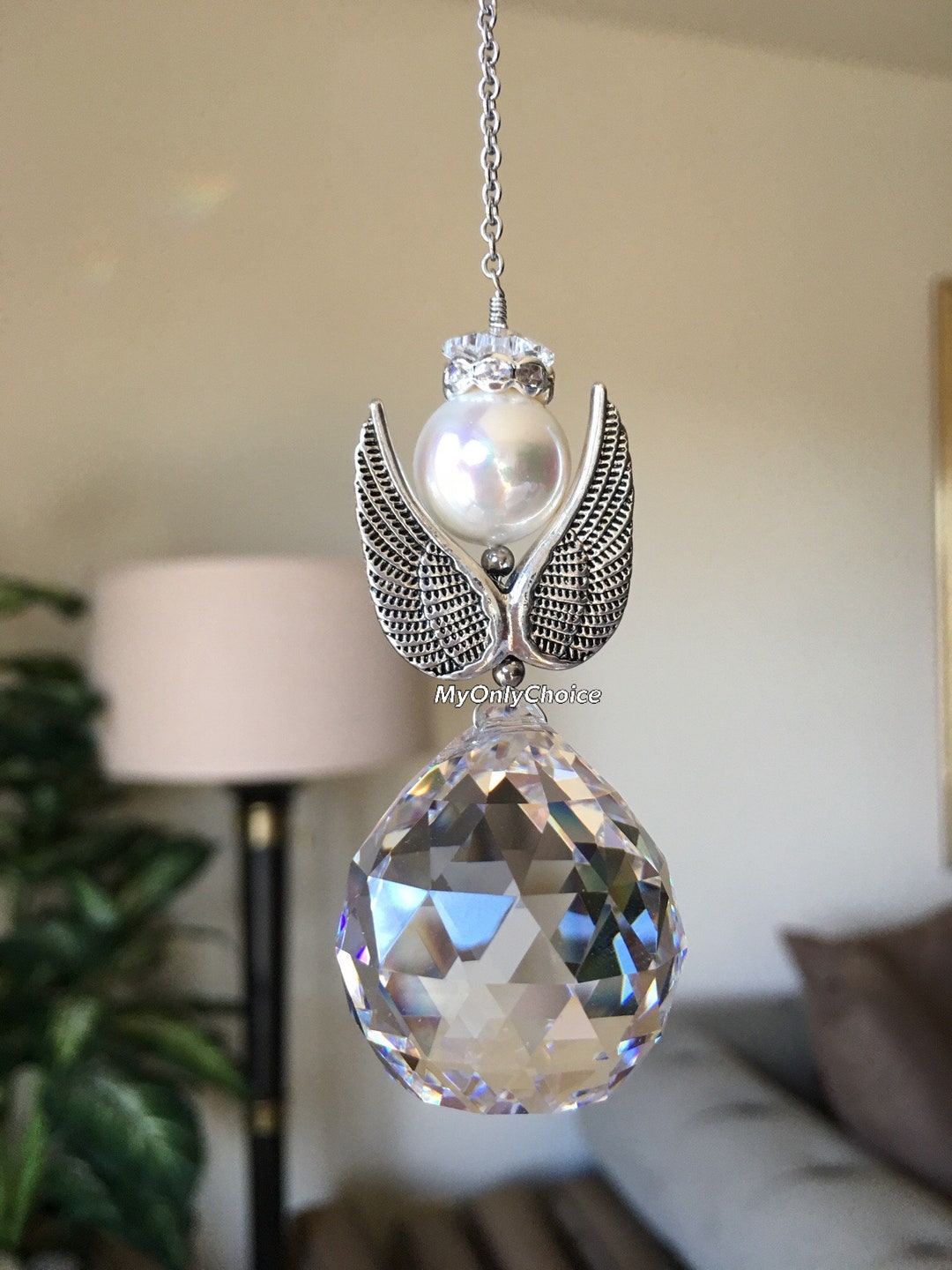 Angel Wings W/crystal Sun Catcher Window Prism Hanging Crystal Light ...