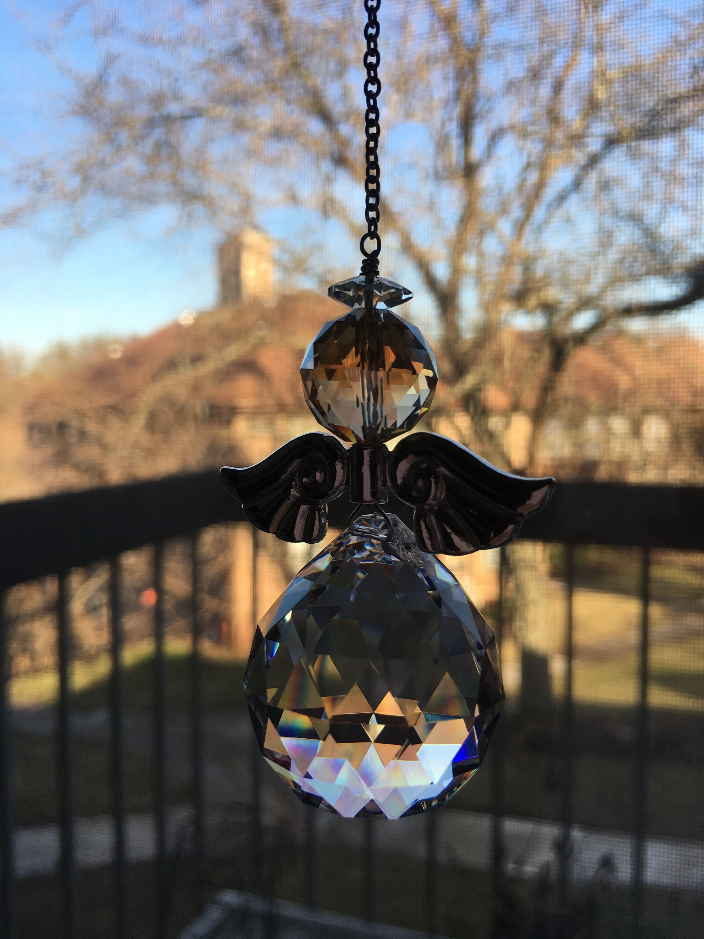 Crystal Glass Angel Ornament Suncatcher Crystal Memorial Angel Window ...
