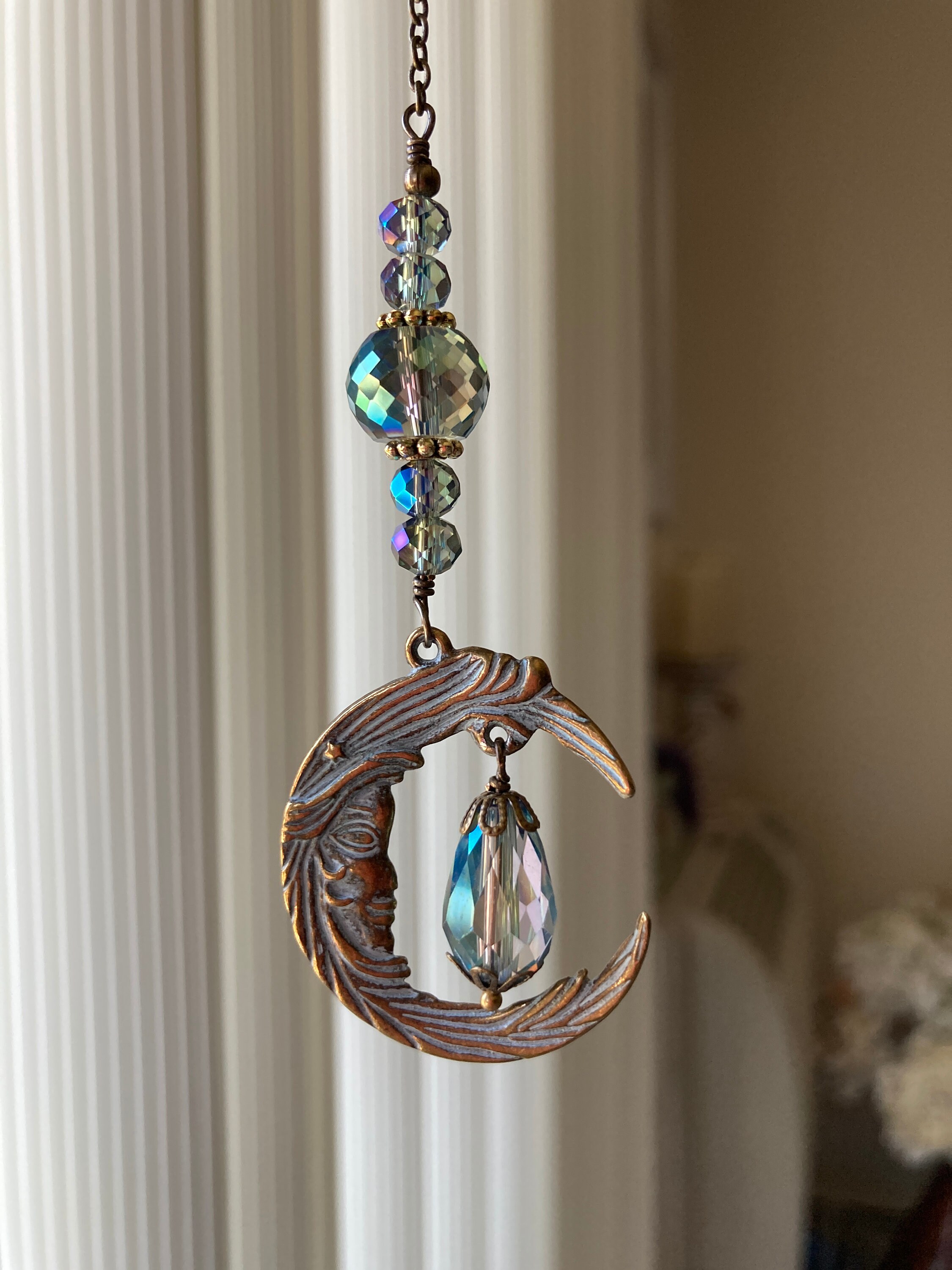 Half moon car rearview ornament Crescent moon Celestial | Etsy
