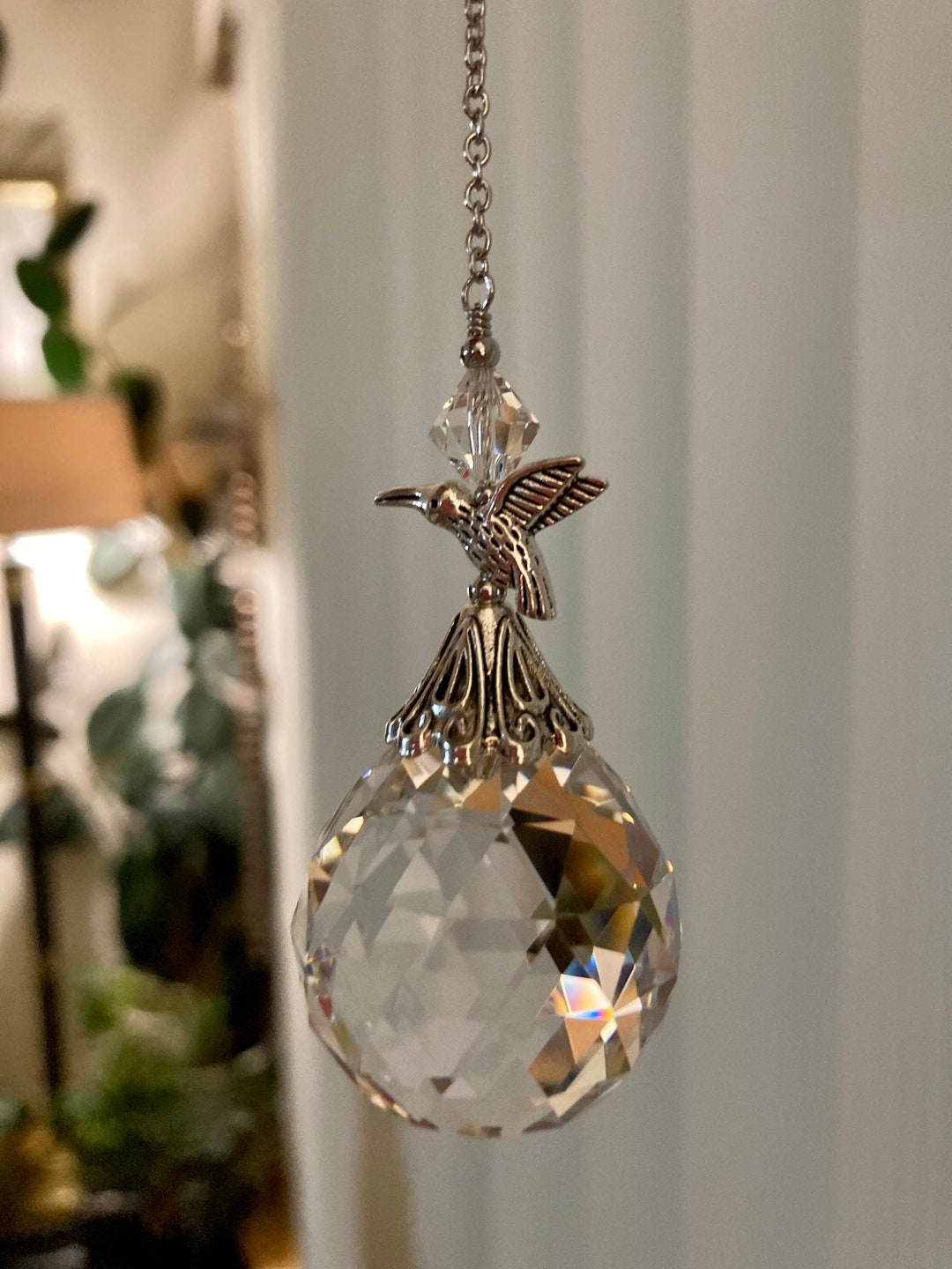 Hummingbird Sun Catcher Crystal Prism Hanging Ornament Bird Charm 30mm ...