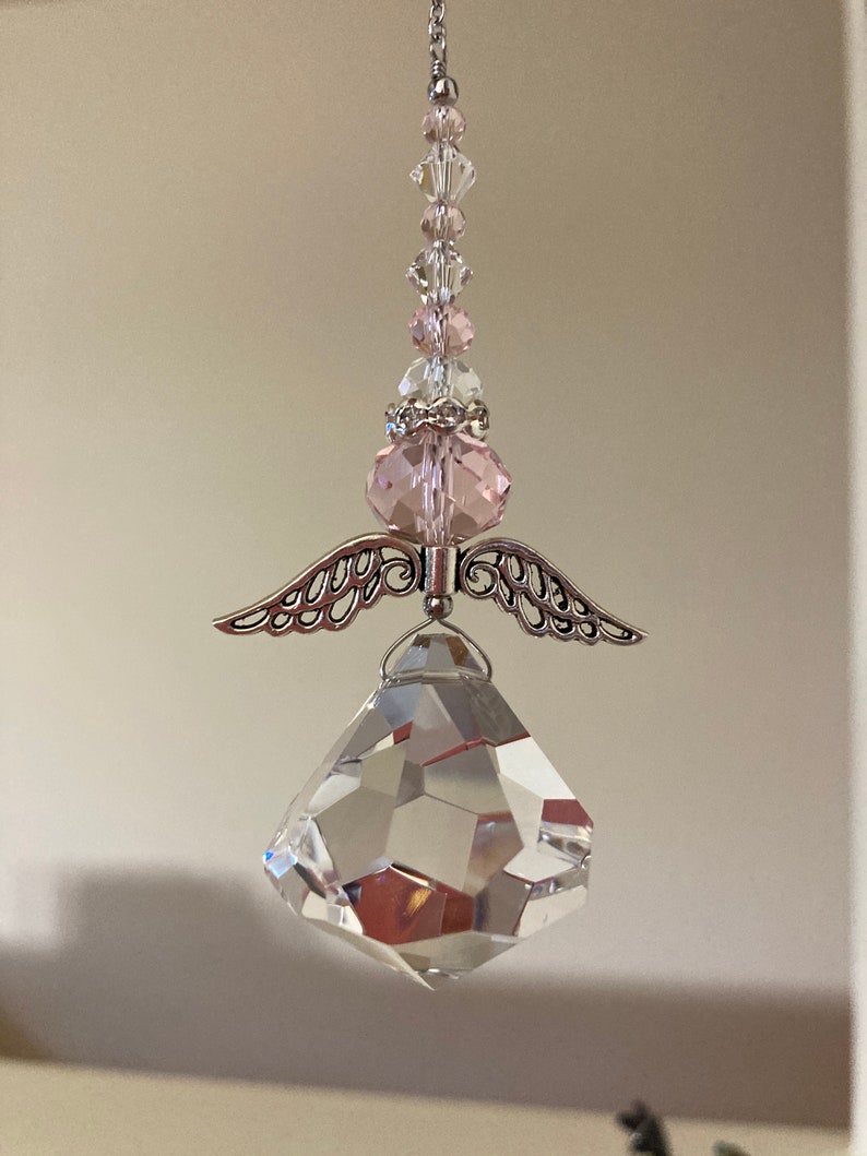 Pink Angel Prism, Pink Angel Sun Catcher, Pink Angel Ornament, Gift for ...