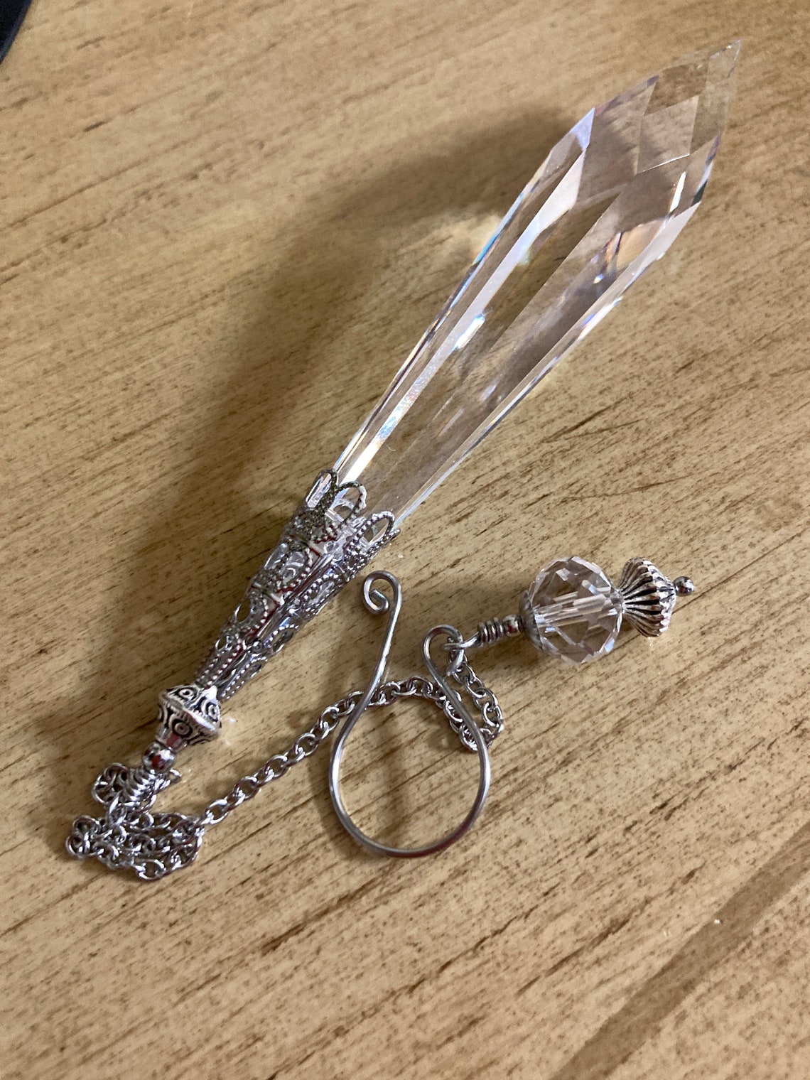 Large Crystal Glass Pendulum Prism Clear Point Divination | Etsy