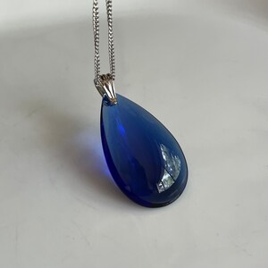 Mothers Day Gift Royal Blue Teardrop Pendant Silver Necklace, Cobalt ...
