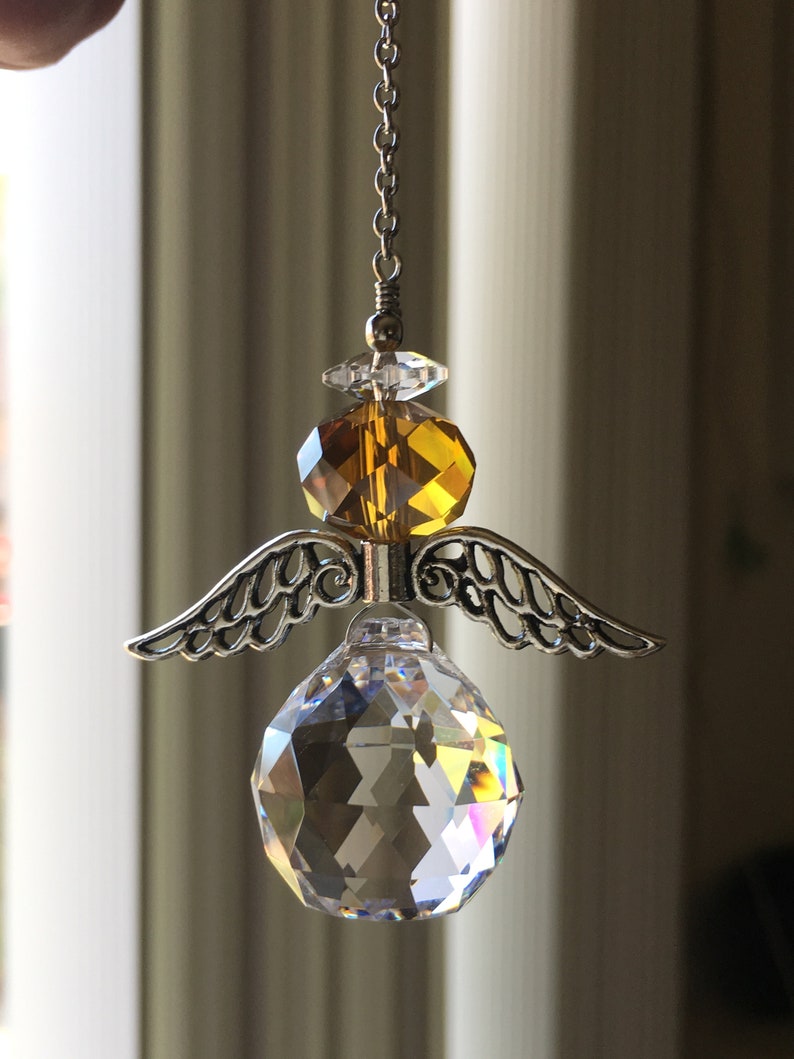 Yellow Topaz Crystal Glass Angel Prism Yellow Angel Sun - Etsy