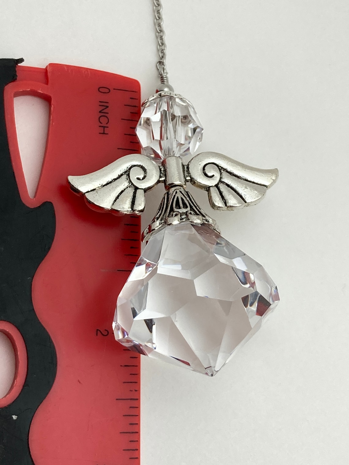 Comforting gift Winged angel prism Angel with silver wing | Etsy