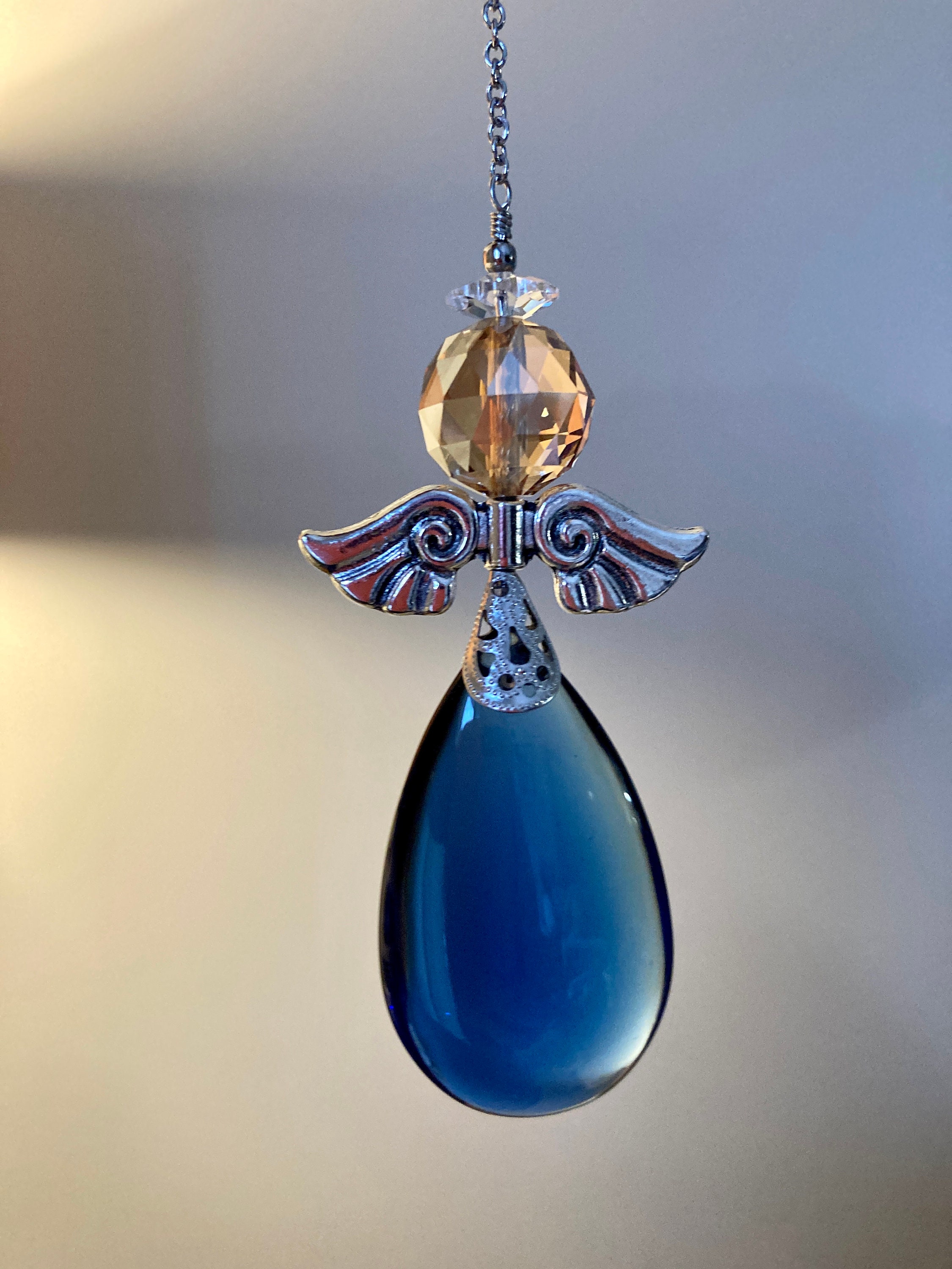 Royal Blue Crystal Glass Angel Ornament Hanging Drops Gift | Etsy