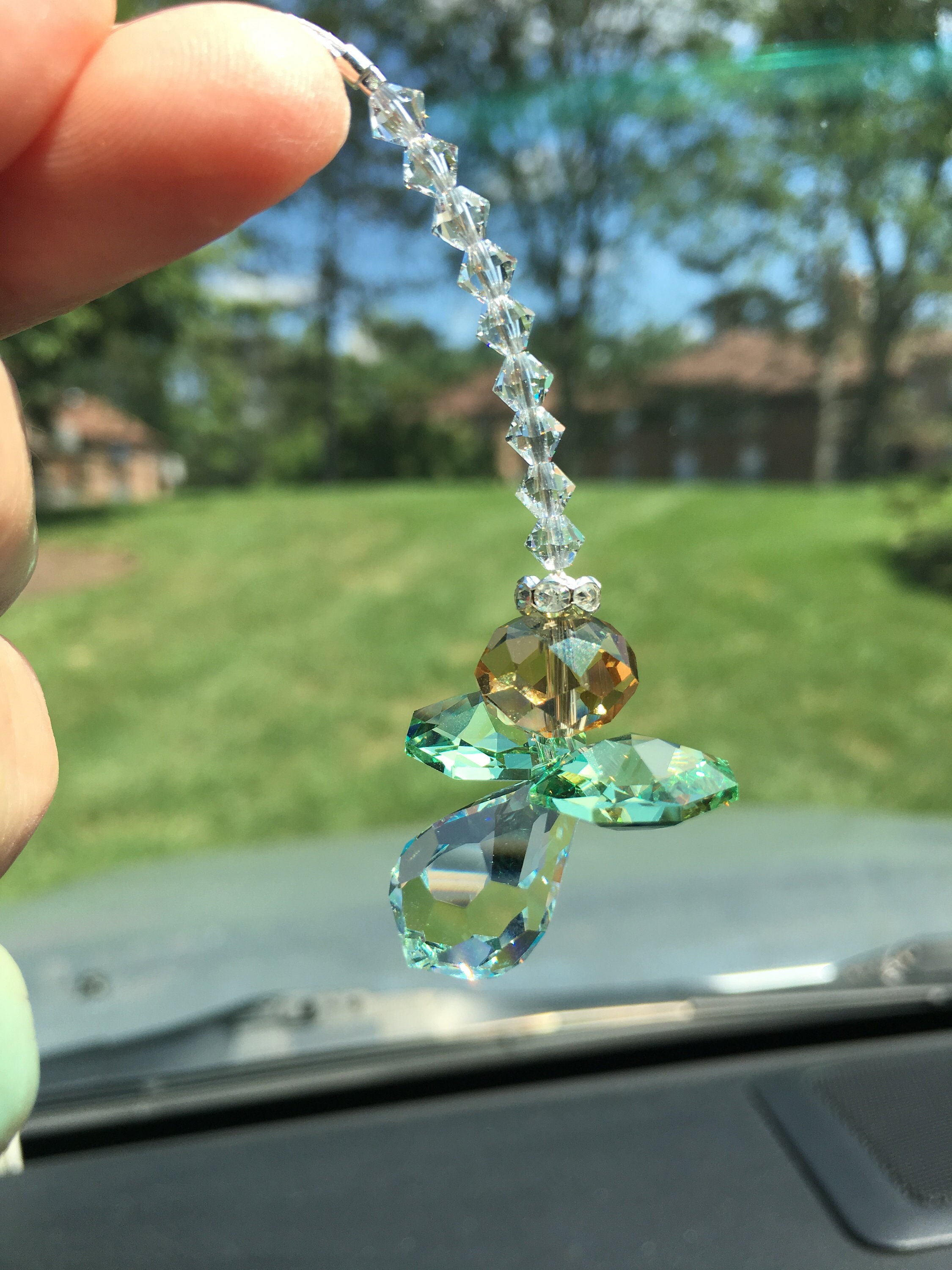 Green Peridot Flying Angel Crystal Glass Prism Small Flying | Etsy