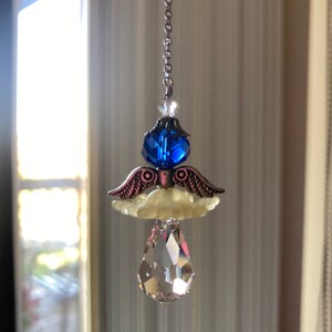 Small Teardrop Angel Prism Winged Angel Pendant Cobalt Blue Flower ...