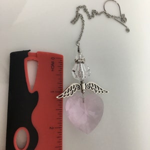 Love Angel Light Pink Crystal Glass Prism Angel Suncatcher Silver Angel ...