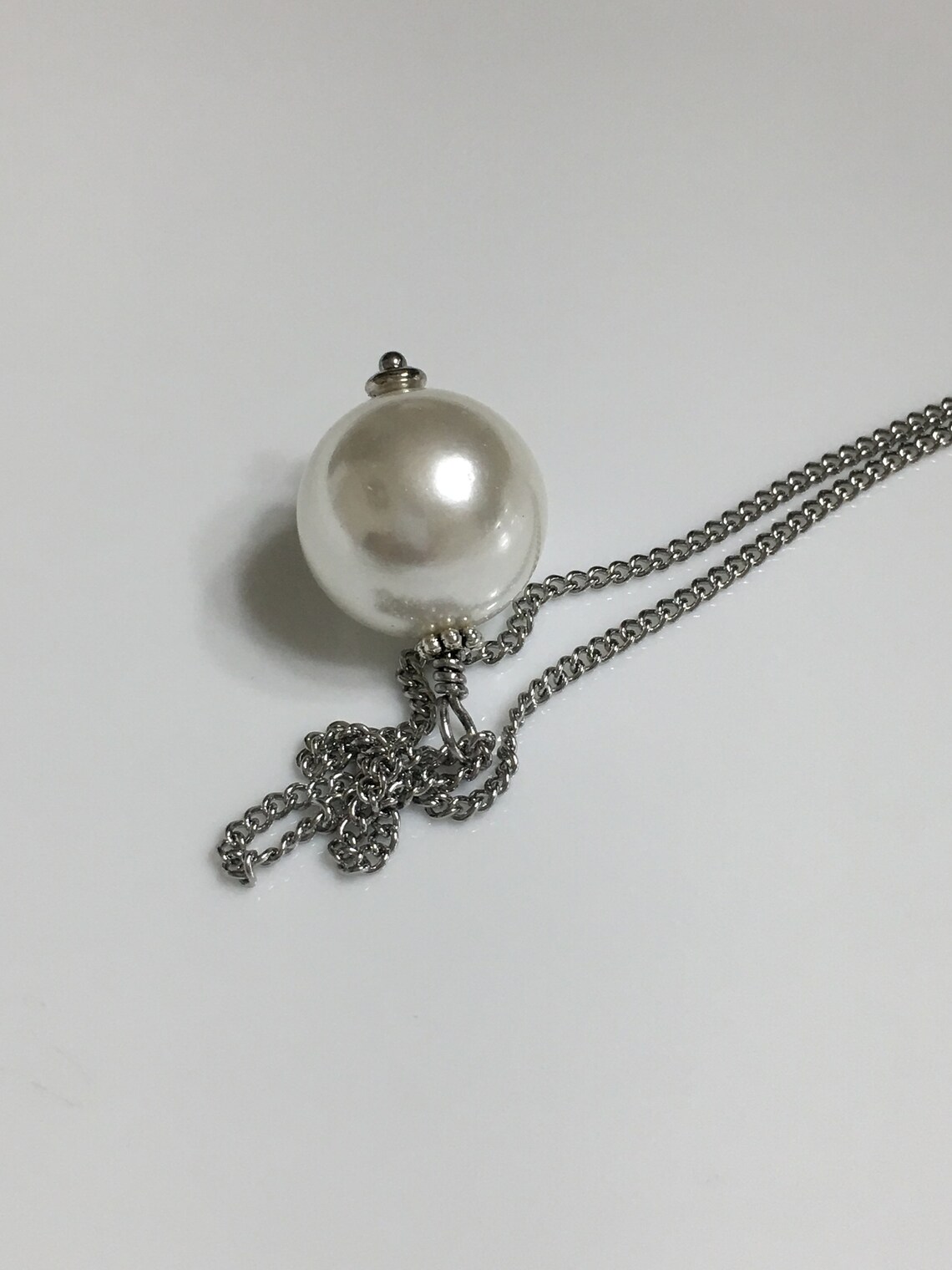 Large White Shell Pearl Stainless Steel Necklace - Etsy