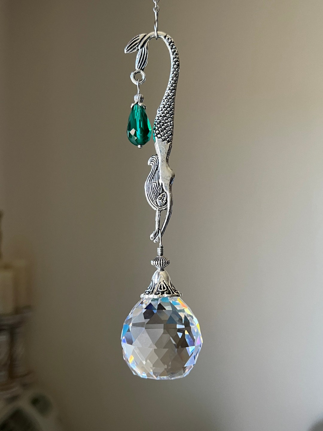 30mm Crystal Ball Large Diving Mermaid Sun Catcher Pendant Ornament - Etsy