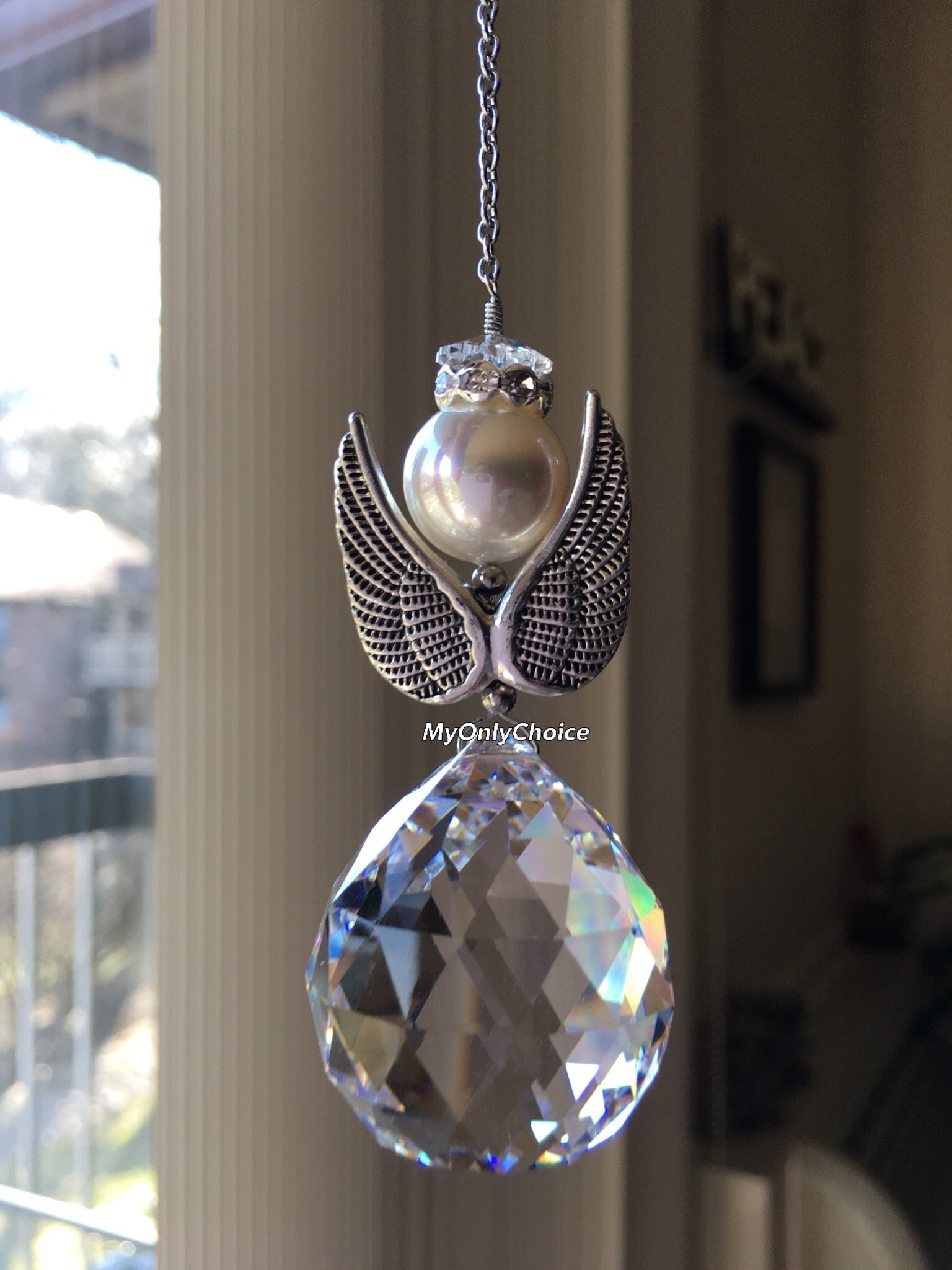 Angel Wings W/crystal Sun Catcher Window Prism Hanging Crystal Light ...