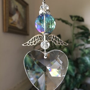 Blue Angel Memorial Ornament With Heart Sun Catcher Prism Spiritual ...