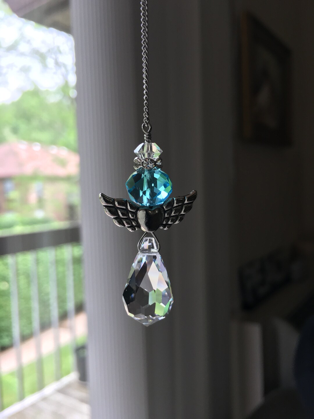 Small Angel Teardrop Prism Guardian Angel Pendant Sun Catcher Crystal ...
