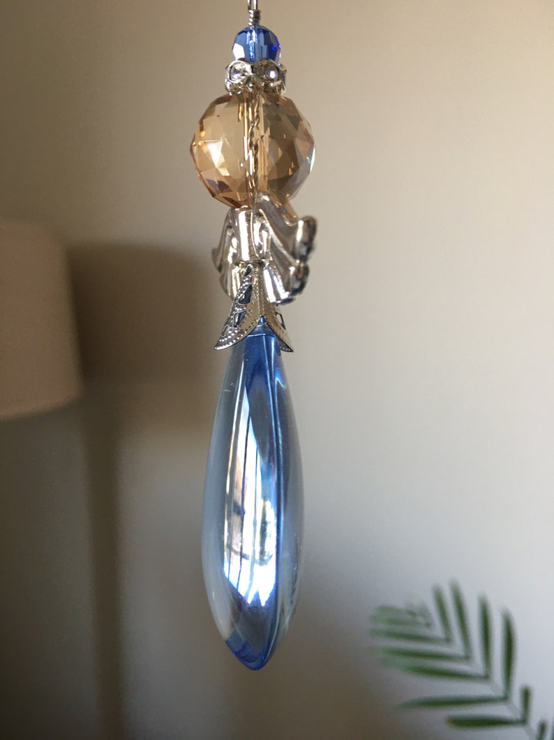 Baby Blue Teardrop Guardian Angel Pendant Angel Wing Pendant - Etsy