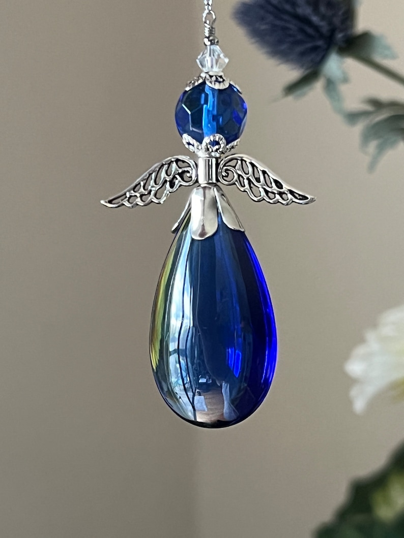 Royal Blue Angel Drop Pendant Ornament September Birthday - Etsy