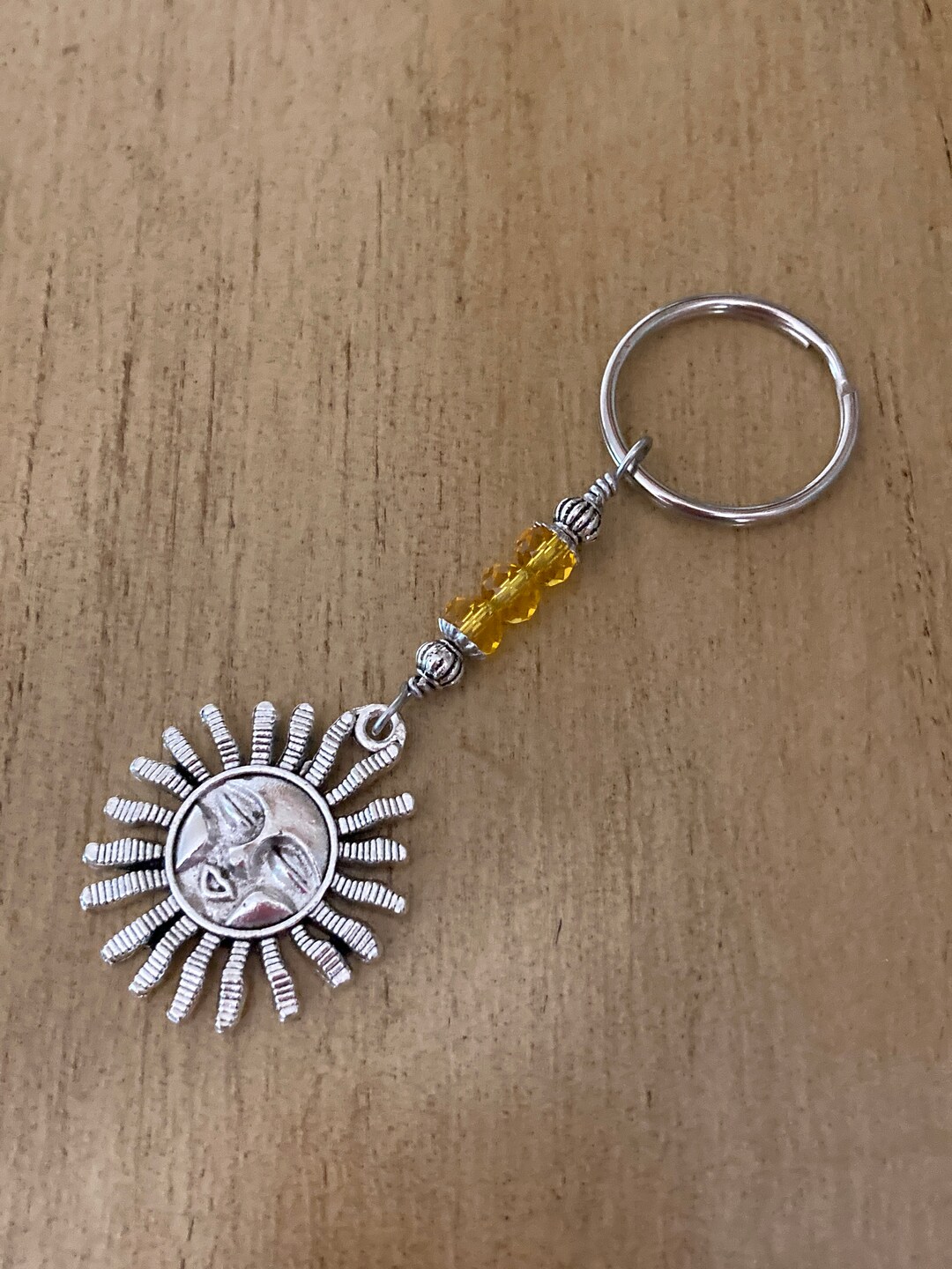 Sun Keychain With Yellow Crystals Purse Zipper Pull Charm - Etsy