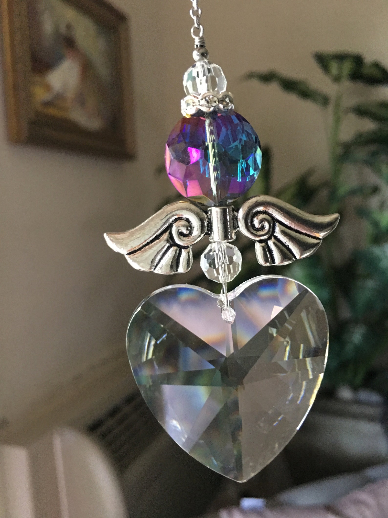 Blue Angel Memorial Ornament With Heart Sun Catcher Prism - Etsy