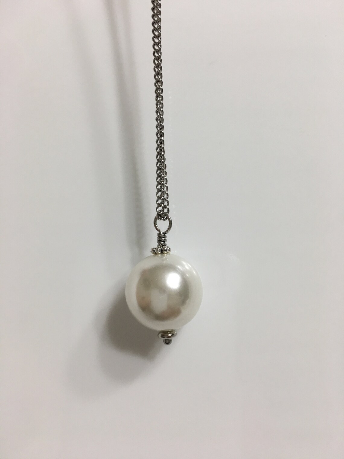 Large White Shell Pearl Stainless Steel Necklace - Etsy