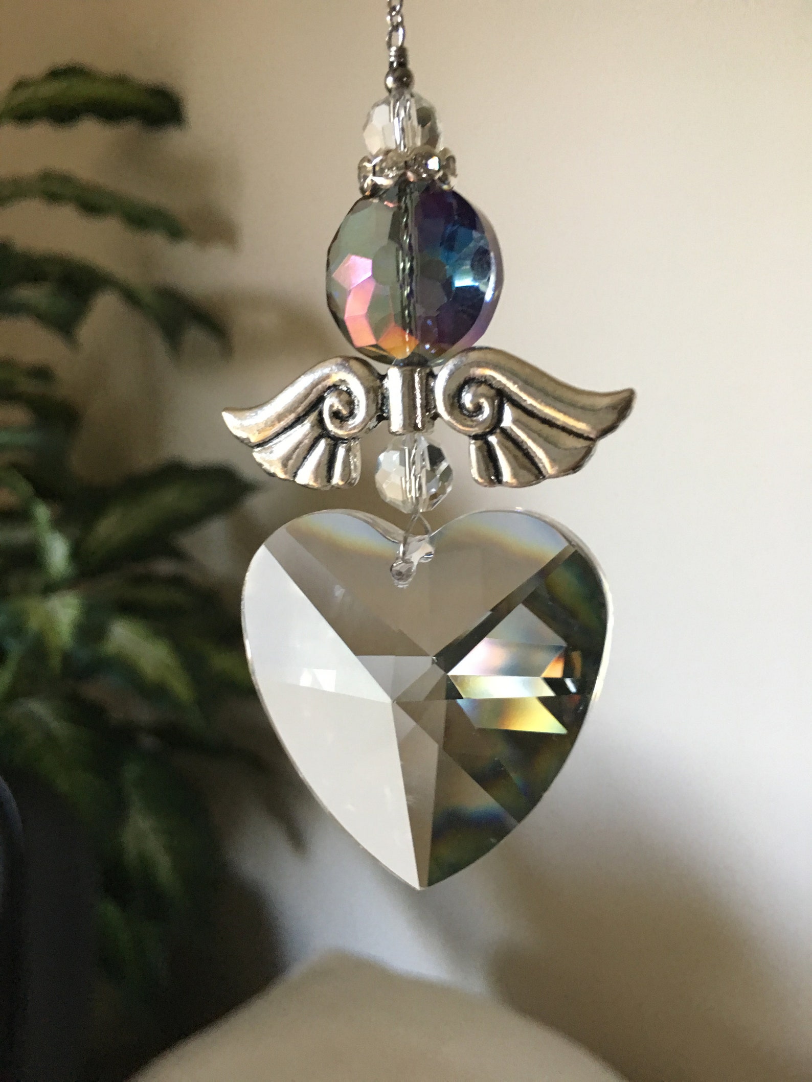 Blue Angel Memorial Ornament With Heart Sun Catcher Prism | Etsy