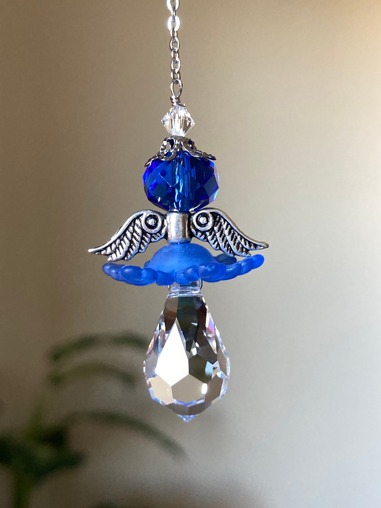 Small Teardrop Angel Prism Winged Angel Pendant Cobalt Blue - Etsy