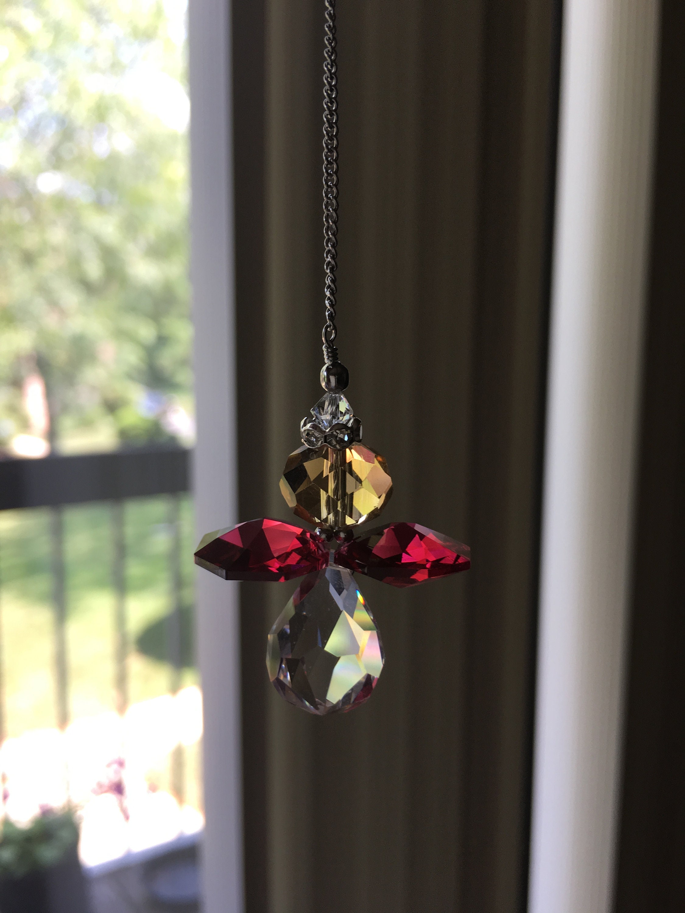 Small Flying Guardian Angel Prism Red Yellow Crystal Glass Angel ...