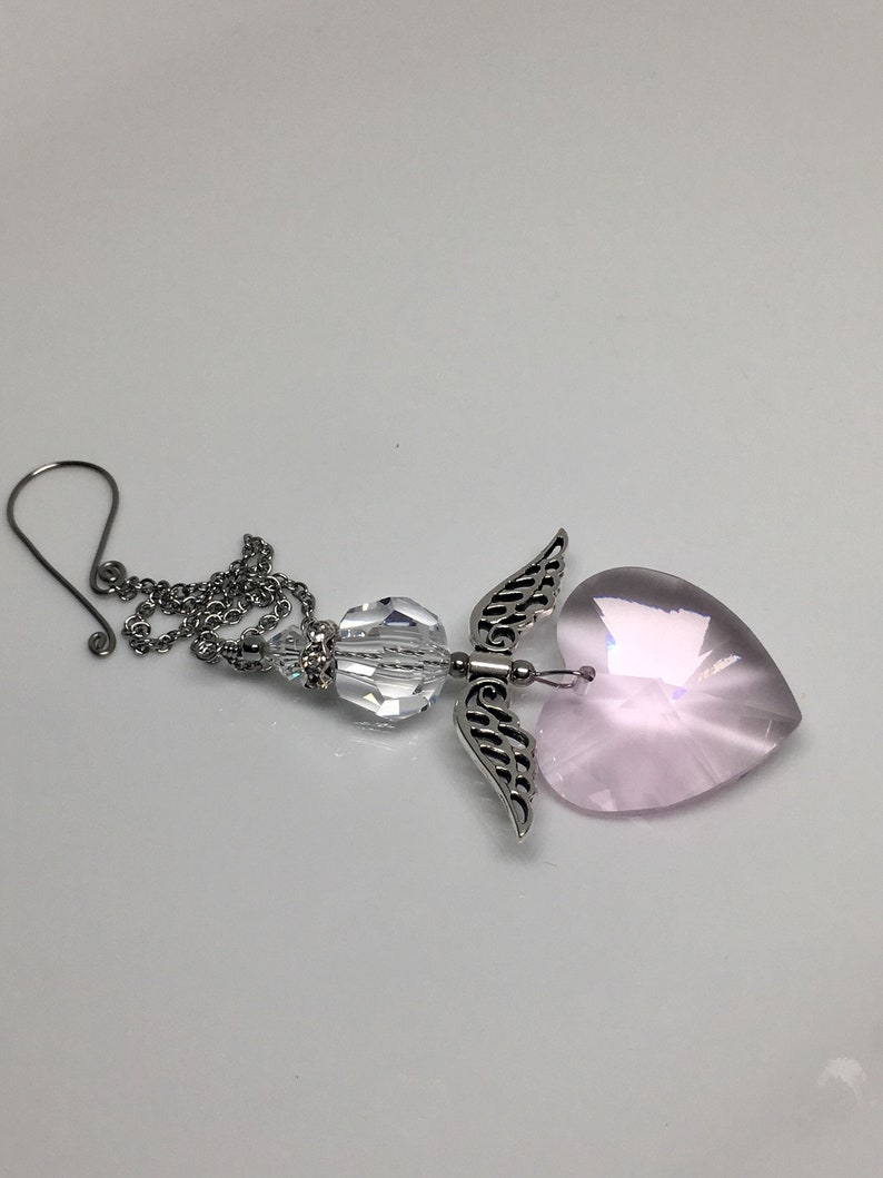Love Angel Light Pink Crystal Glass Prism Angel Suncatcher | Etsy