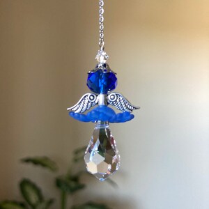 Small Teardrop Angel Prism Winged Angel Pendant Cobalt Blue Flower ...